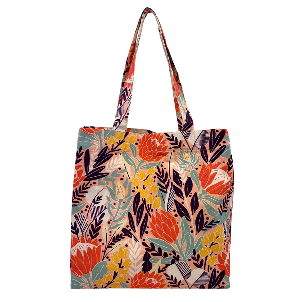 Square Tote in Peach Protea – Collective Heart